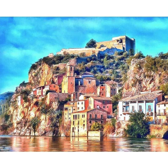 DIY Paint by Number kit for Adults on Canvas-Miravet Spain-Painting ...